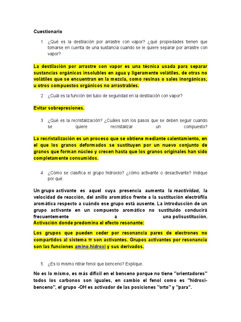 Cuestionario LMSO | PDF | Sustancias químicas | Química