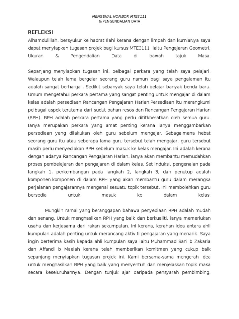 Refleksi Matematik | PDF