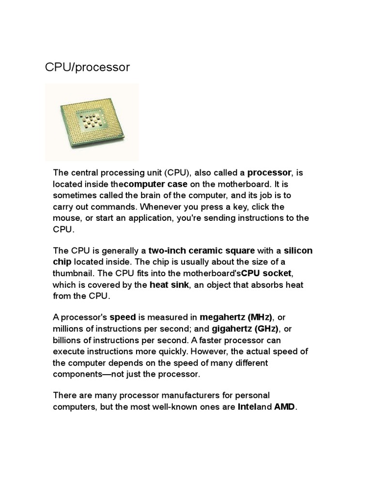 CPU | PDF | Central Processing Unit | Random Access Memory