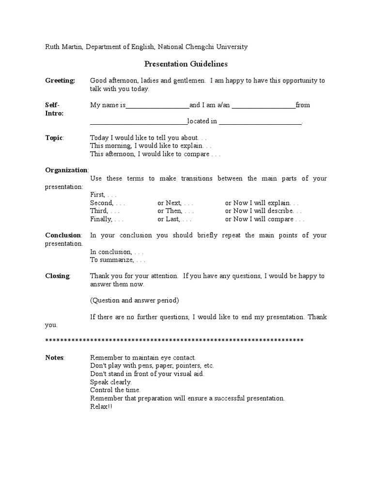 Presentation Greeting Guidelines | PDF | Foreign Language Studies
