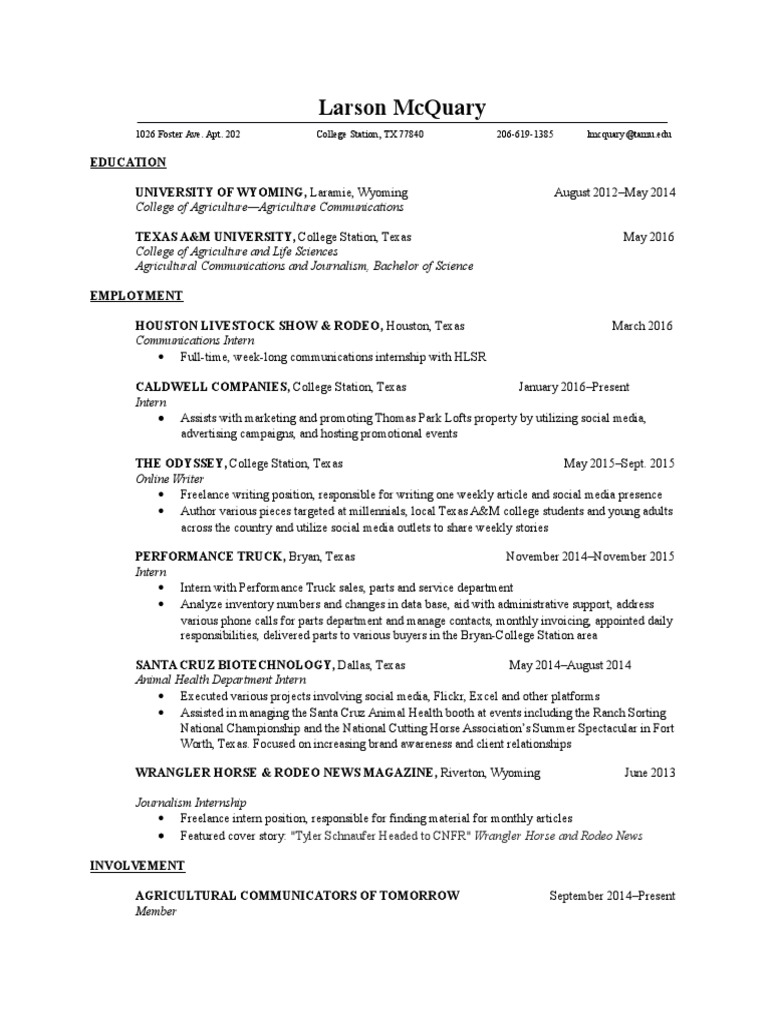 Larson Mcquary Resume | PDF | Social Science