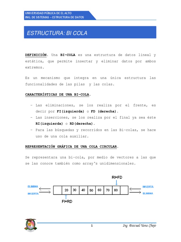 Implementación de Bi-Cola en Java | PDF | Cola (tipo de datos ...