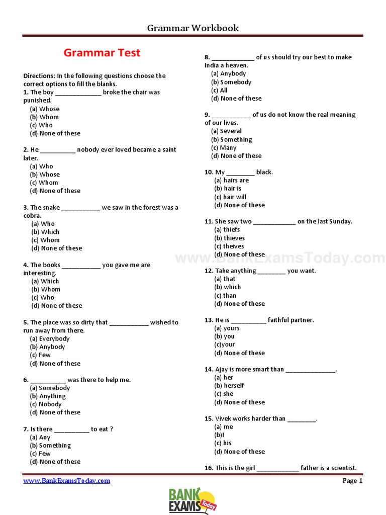 Grammar Workbook | PDF