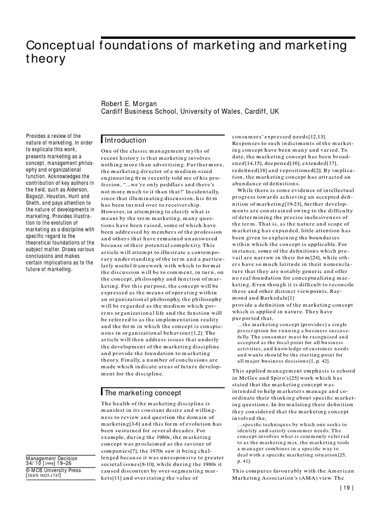 Conceptual Foundations of Marketing and Marketing Theory | PDF ...