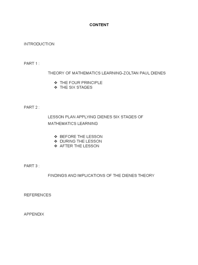 Teori Pembelajaran Dienes | PDF | Lesson Plan | Cognitive Development