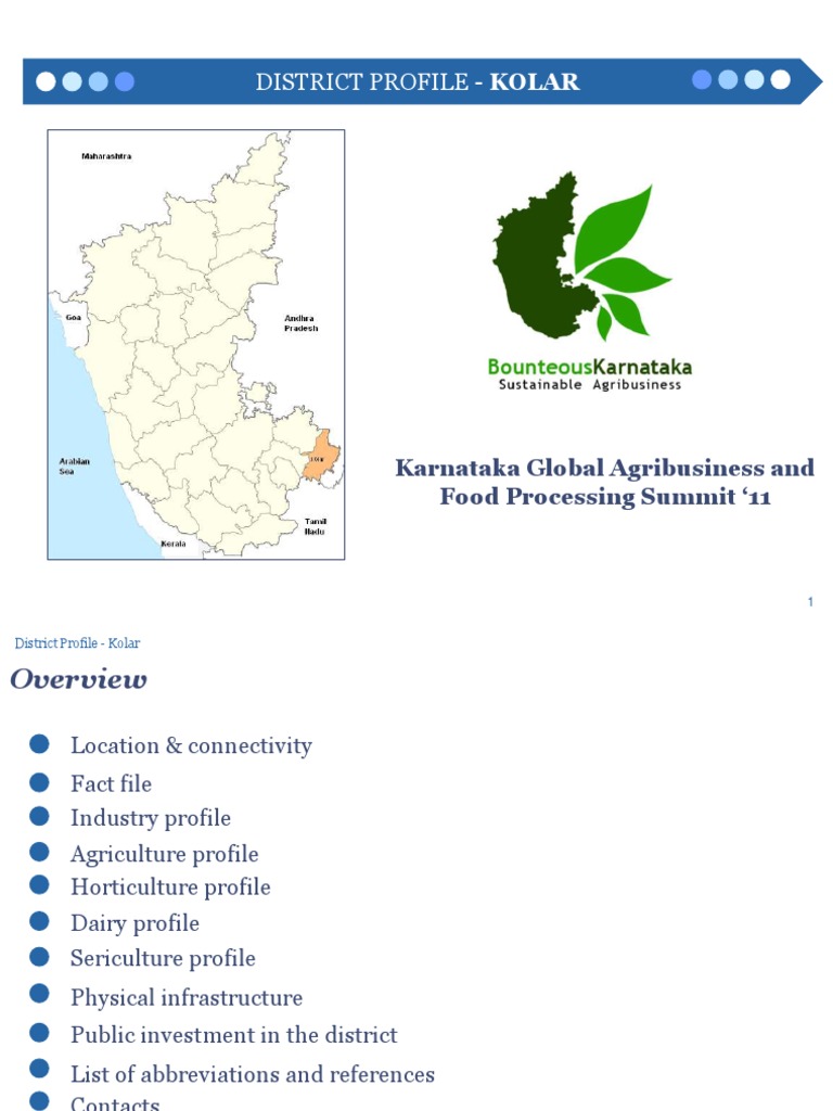 Kolar District Profile | PDF | Vegetables | Horticulture