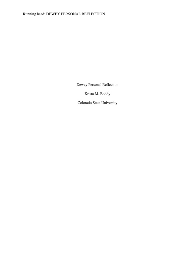 Dewey Reflection | PDF | John Dewey | Experiential Education