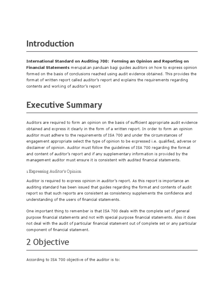 Isa 700 | Download Free PDF | Financial Audit | Auditor's Report