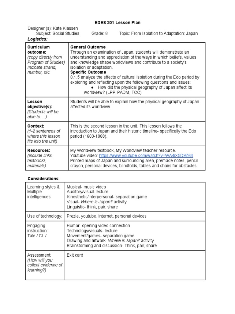 Social Studies 8 Lesson Plan | PDF | Lesson Plan | Geography