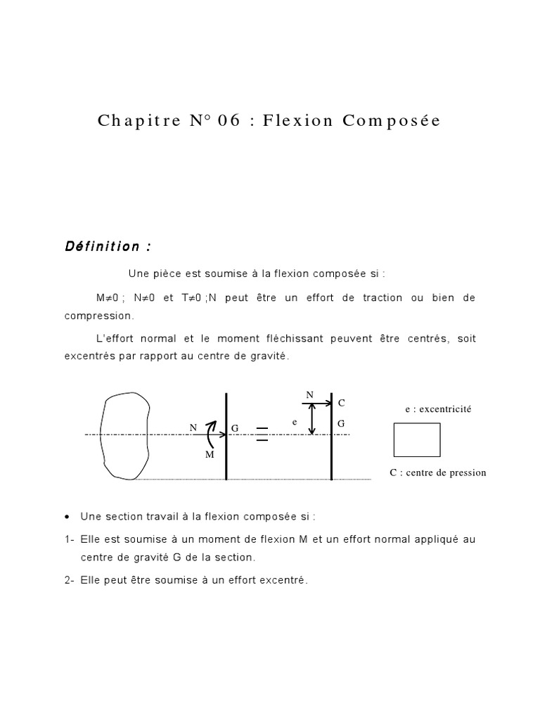 Chapitre 06 Flexion Composée PDF | PDF | Flexion (matériau) | Élasticité (Physique)