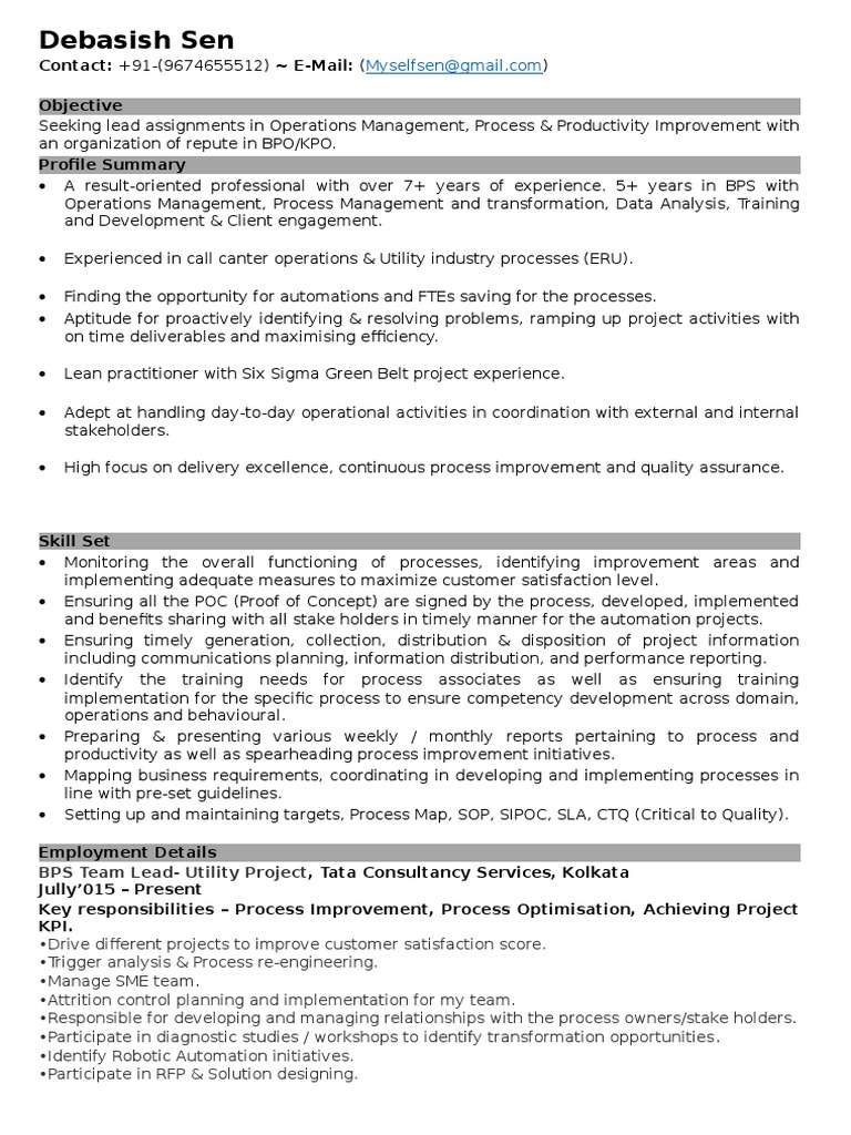Operations Management Expert Resume | PDF | Six Sigma | Operations Management