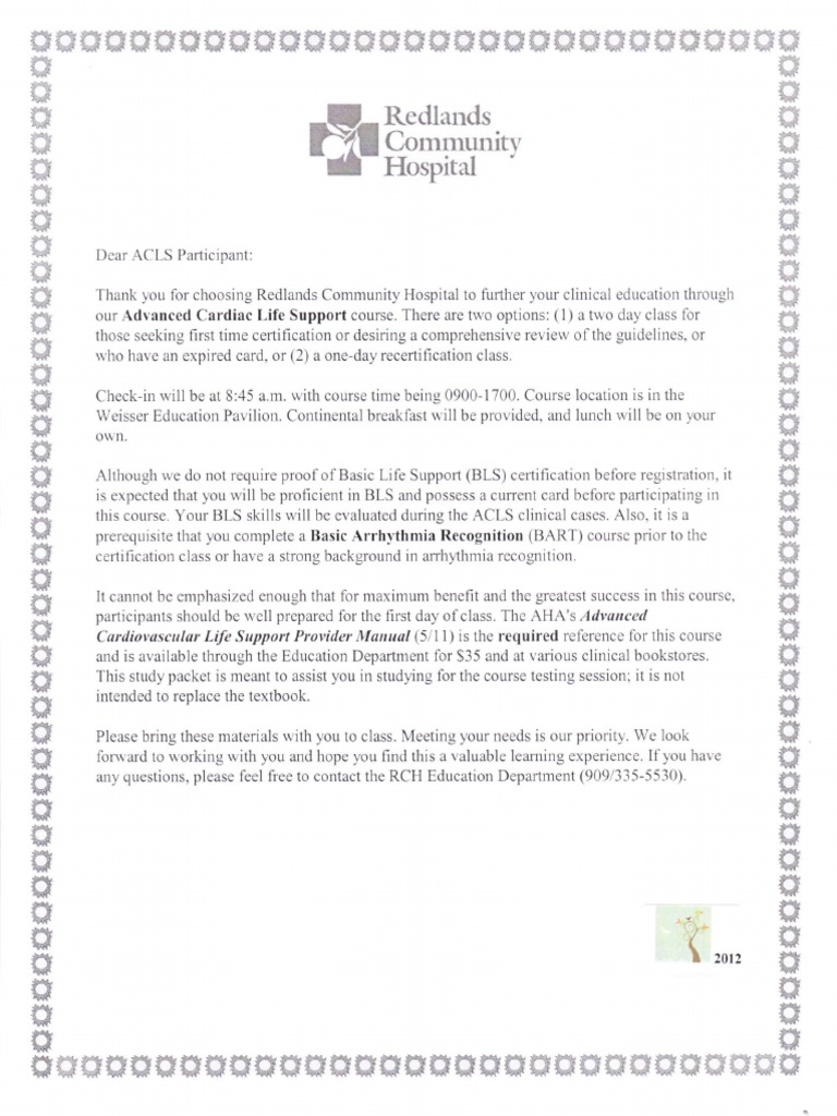 ACLS Study Guide | PDF | Cardiopulmonary Resuscitation | Cardiac Arrest