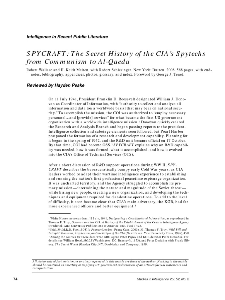 Overview of CIA Spycraft Innovations | PDF | Central Intelligence ...