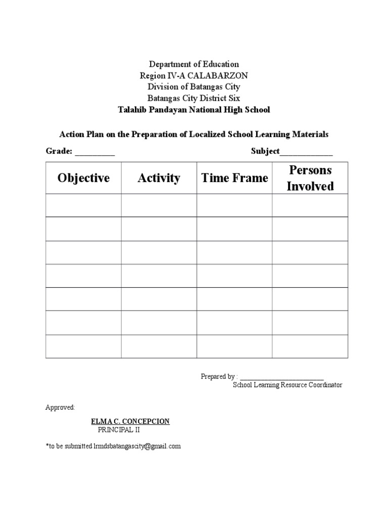 Localized Learning Materials Action Plan | PDF