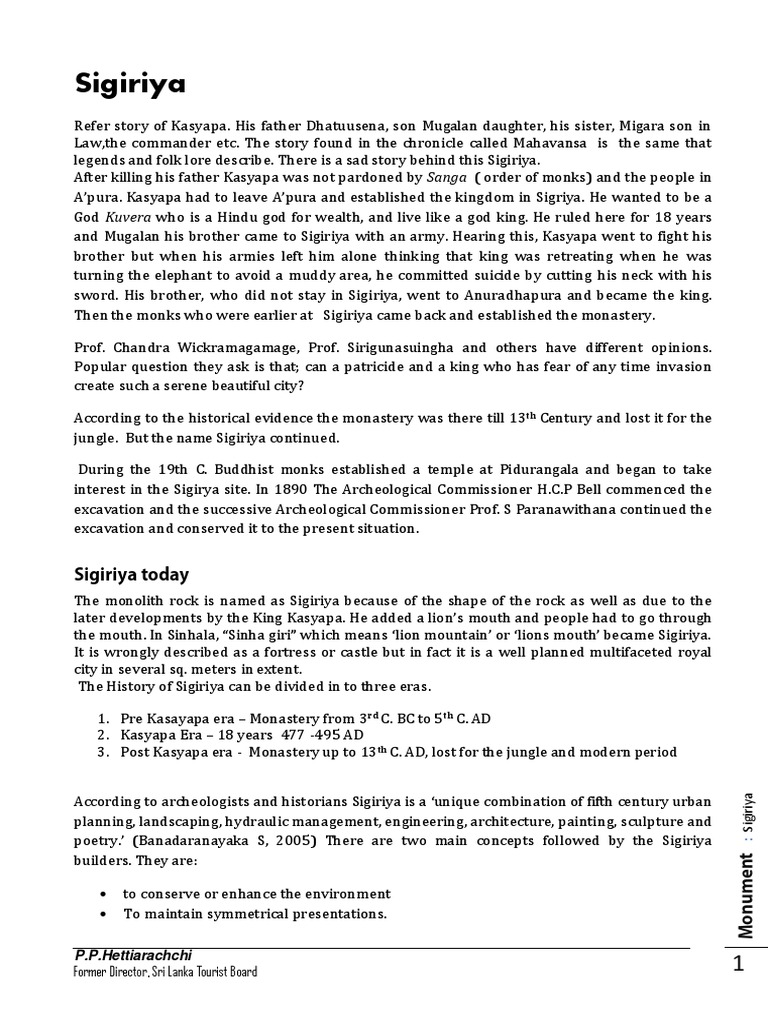 Sigiriya: History and Architecture Overview | PDF | Social Science