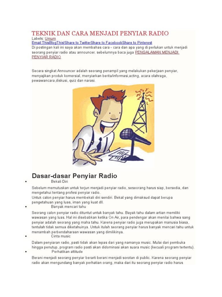 Teknik Dan Cara Menjadi Penyiar Radio | PDF