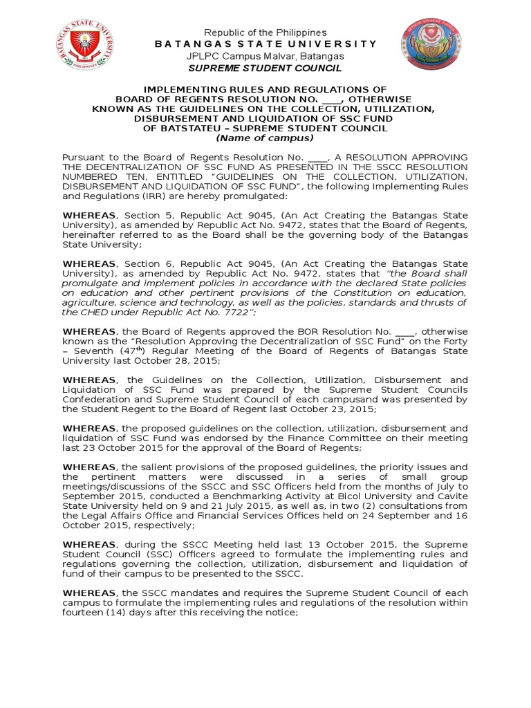 Format of Implementing Rules and Regulations | PDF | Fee | Audit