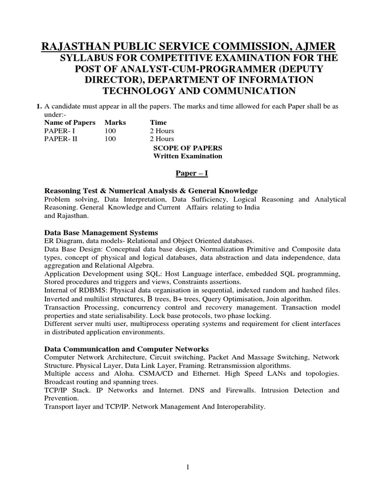 RPSC Acp | PDF | Computer Network | Relational Database