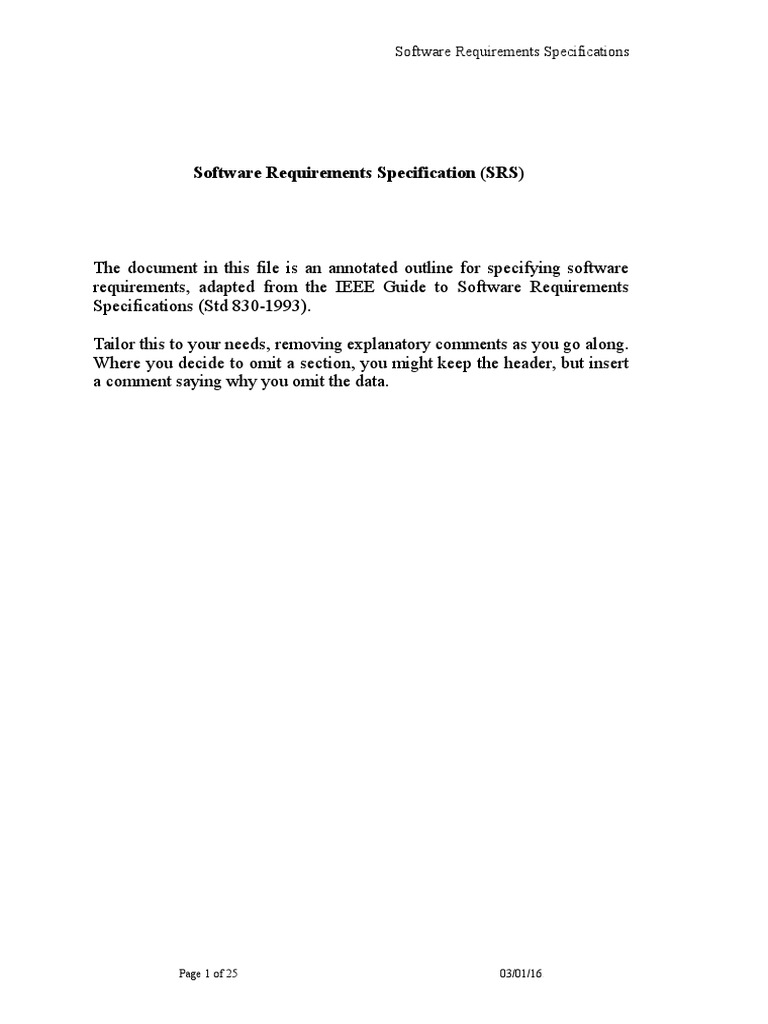 SRS Software Requirements Specification | PDF | Class (Computer Programming) | Specification ...