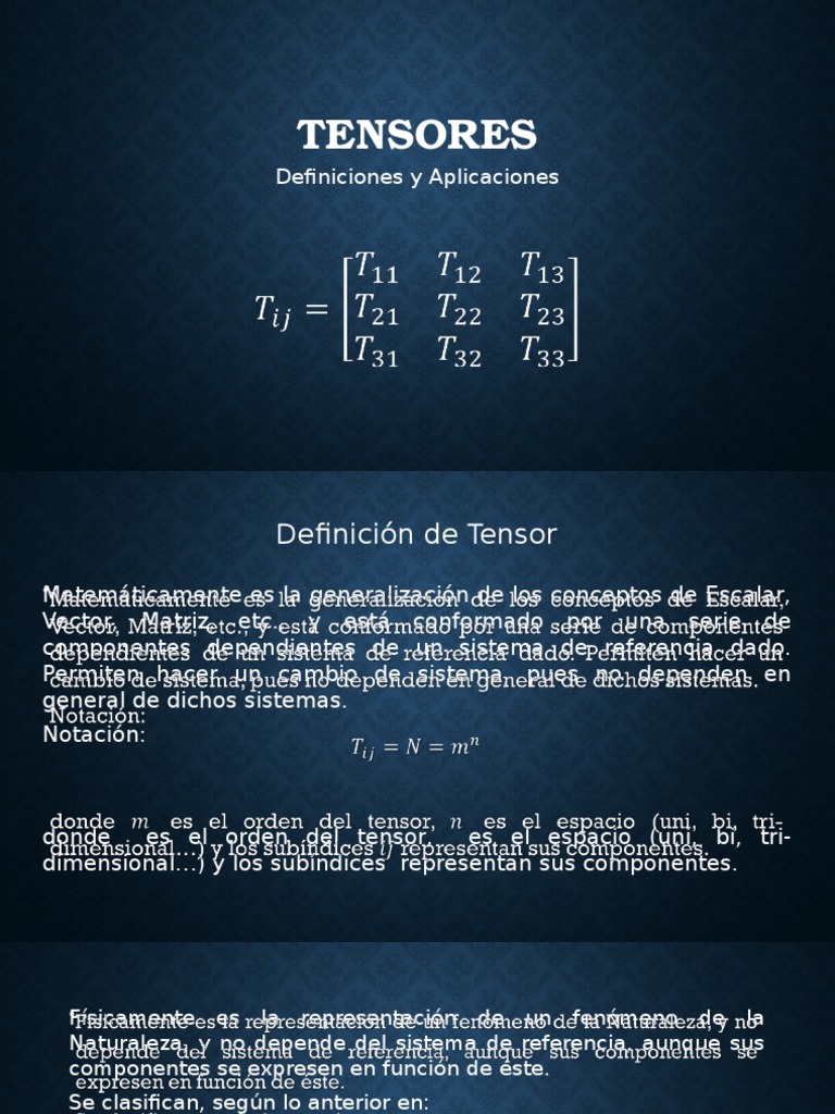 Representación matemática y aplicaciones de los tensores | PDF