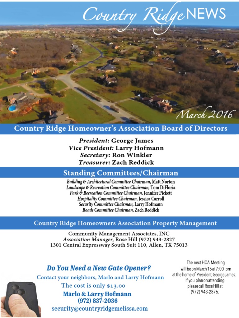 Country Ridge: Country Ridge Homeowner's Association Board of Directors ...