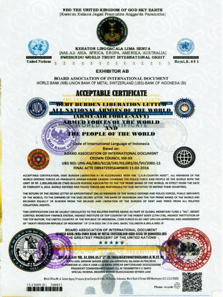 World Debt Burden Liberation Certificate 4 3 2016 English | PDF