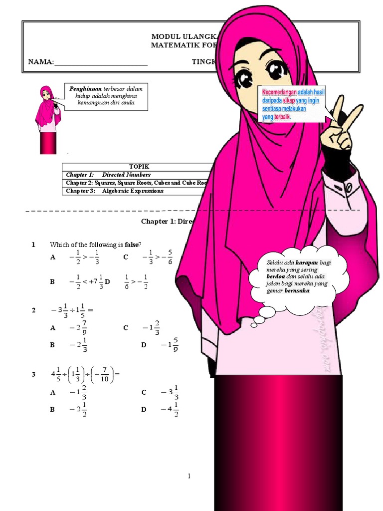 Modul Ulangkaji Matematik Form 2 NAMA: - TINGKATAN | PDF | Algebra ...