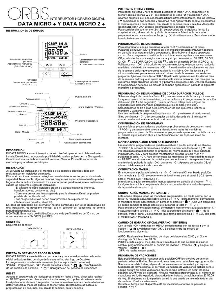 Manual Orbis Ins DATA MICRO | PDF | Lámpara fluorescente | Ingenieria Eléctrica