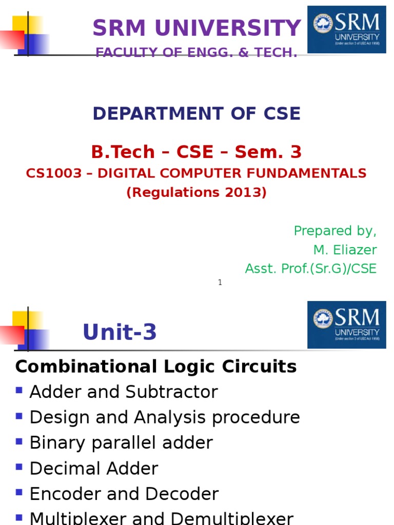 SRM University: Department of Cse | PDF | Binary Coded Decimal | Electronic Engineering