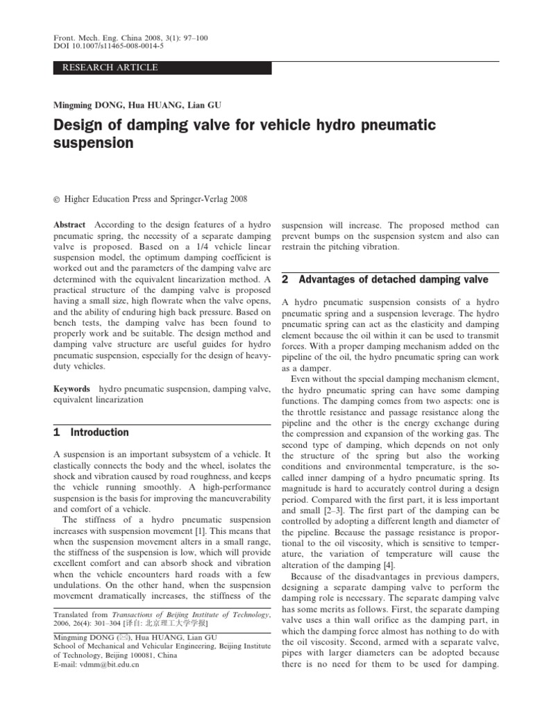 Design of Damping Valve | PDF | Suspension (Vehicle) | Valve
