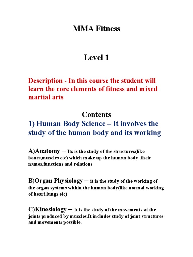 MMA Fitness: 1) Human Body Science - It Involves The Study of The Human ...