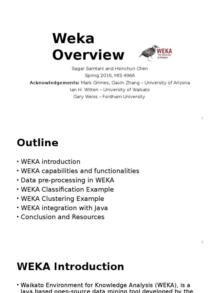 Weka Overview Slides | PDF | Cluster Analysis | Statistical Classification