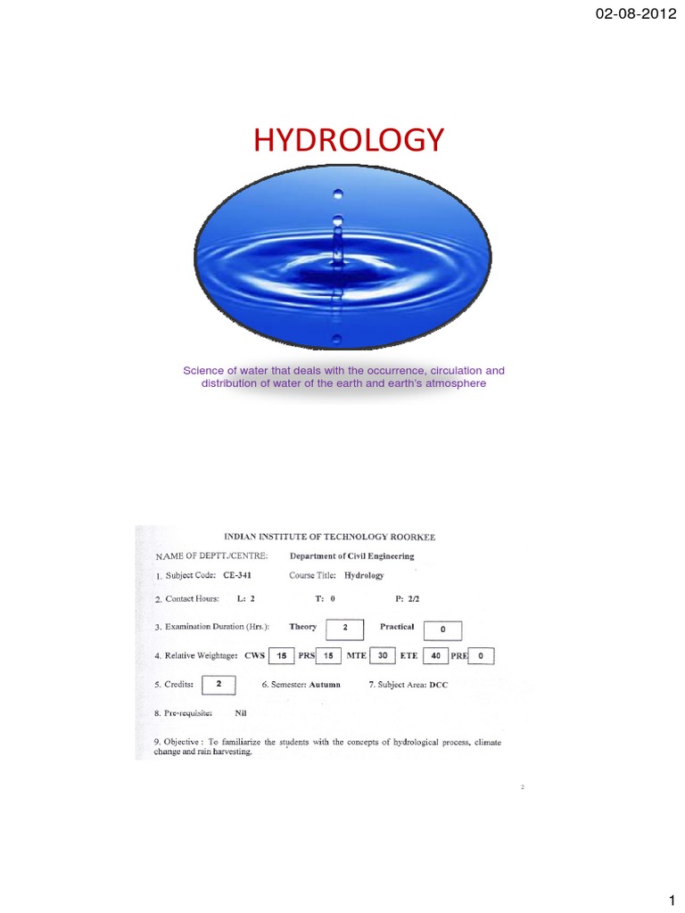 CE-341 Lectures 1&2 | PDF | Hydrology | Drainage Basin