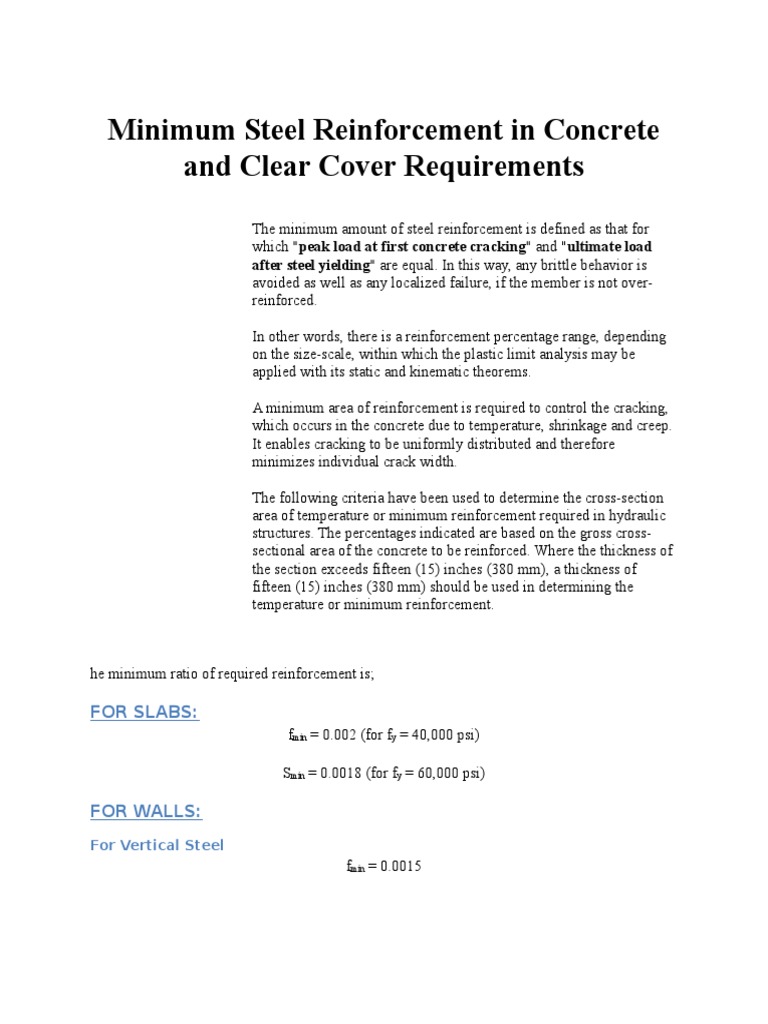 Minimum Concrete and Steel Cover Guidelines | PDF | Fracture | Concrete