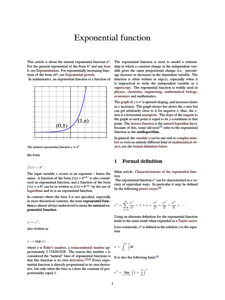 Exponential Function | PDF | Exponential Function | Exponentiation