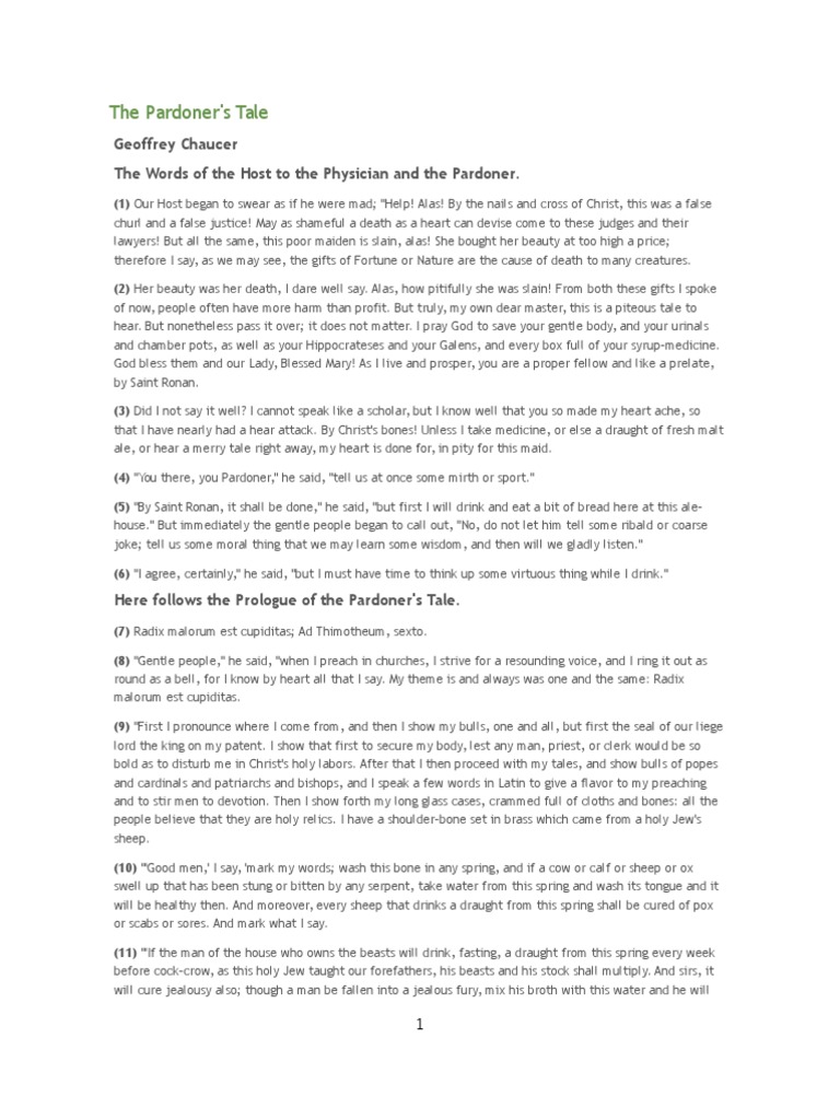 The Pardoner's Tale | PDF | Seven Deadly Sins | Christianity