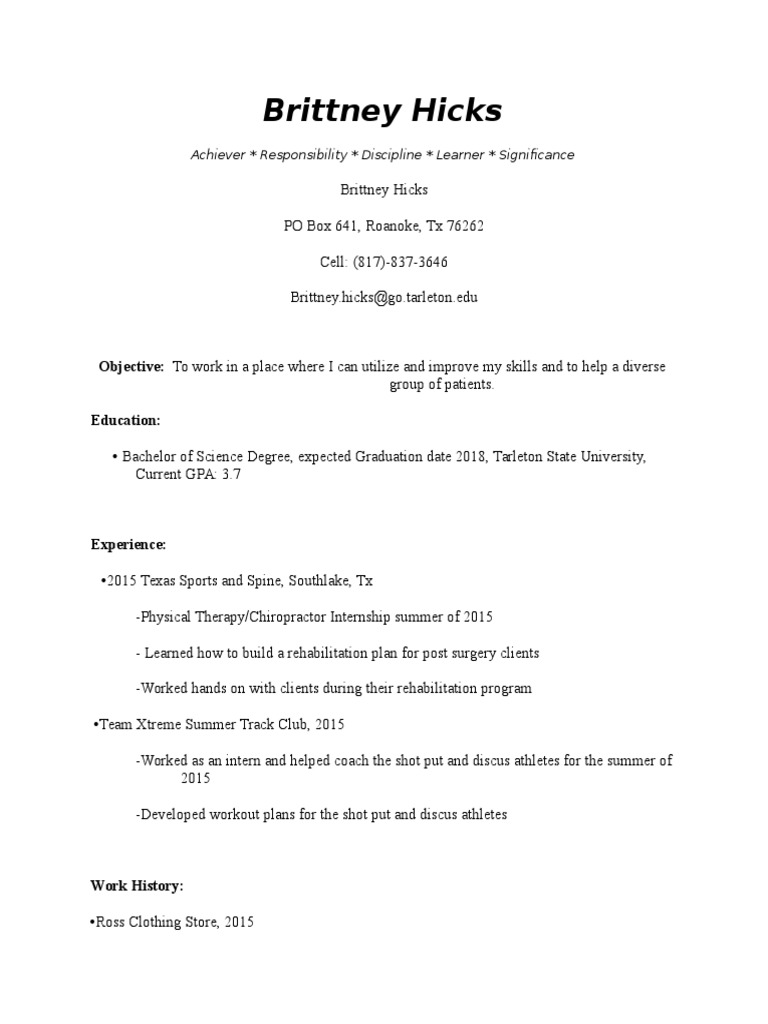 Brittney Hicks Resume | PDF