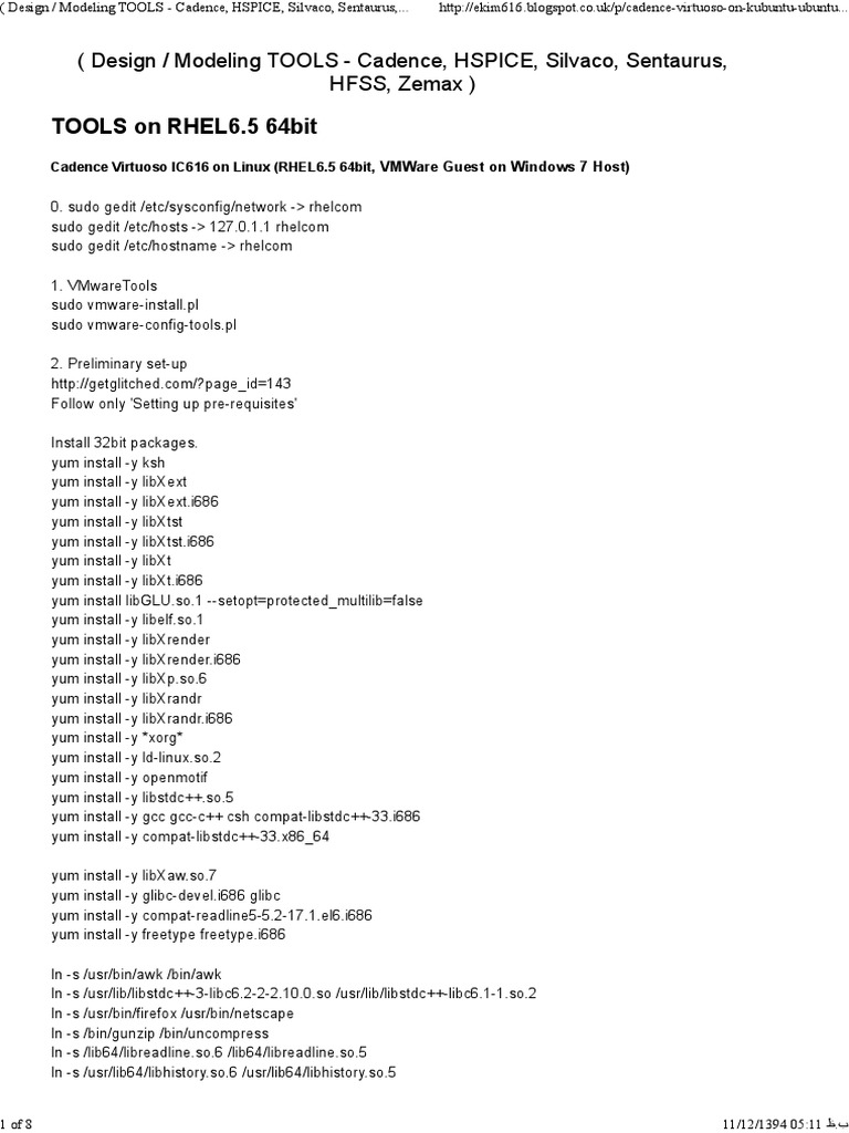 Cadence Redhat 6 Installation | PDF | Library (Computing) | Spice