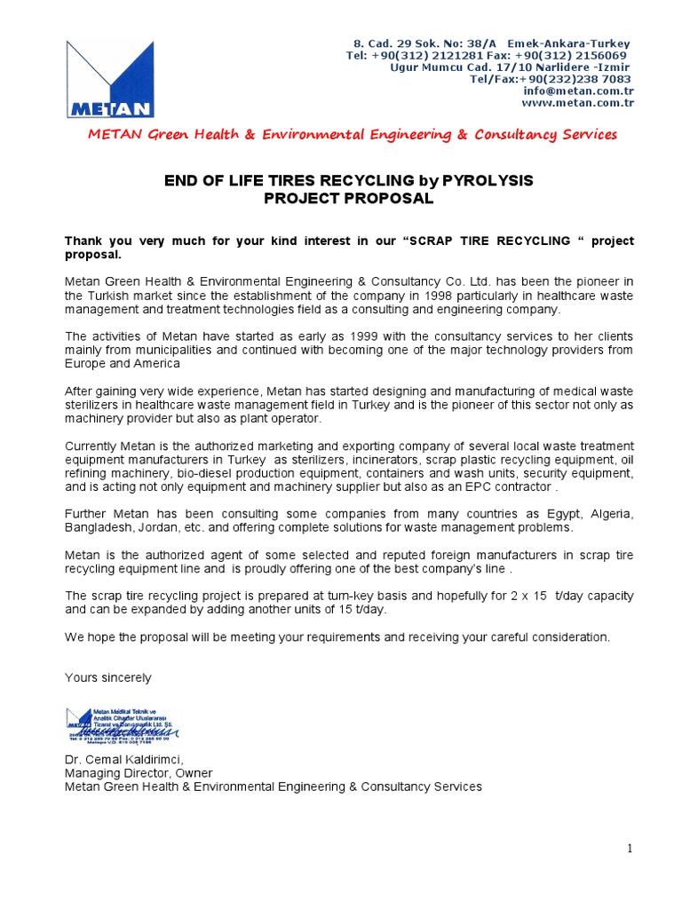 Scrap Tire Recycling, Elt Proposal Project Desing, Wo Prices | PDF ...