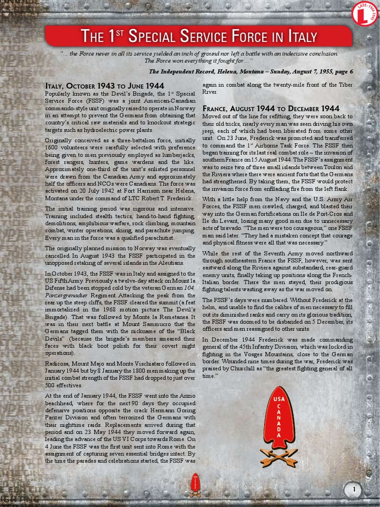 1st Special Service Force | PDF | Platoon | Battalion