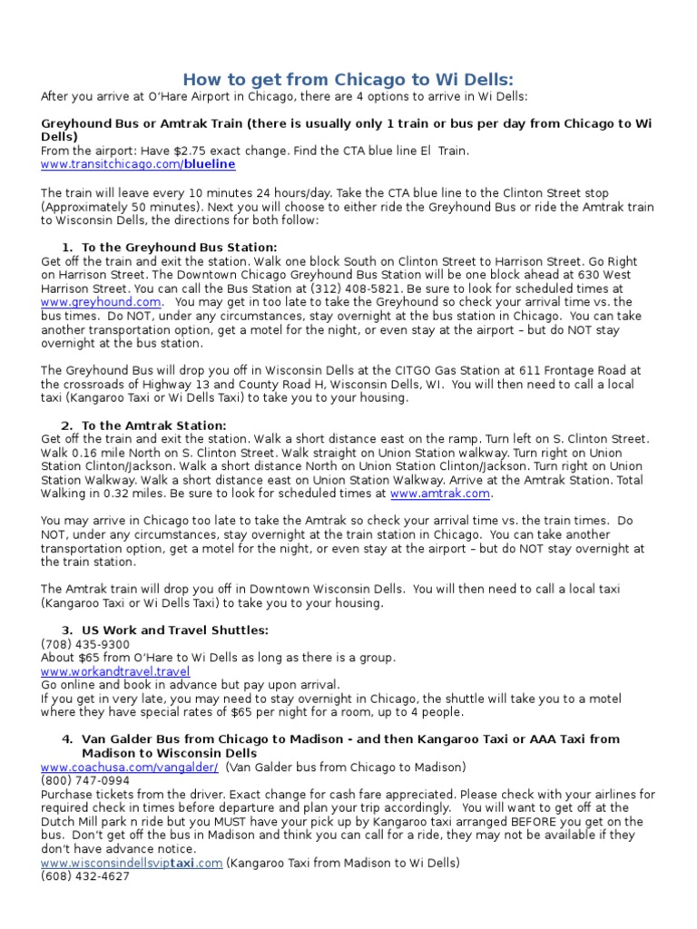 How To Get From Chicago To Wi Dells | PDF | Madison | Public Transport