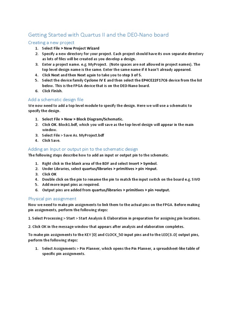 Getting Started With Quartus II + DE0nano | PDF | Device Driver | Computer File