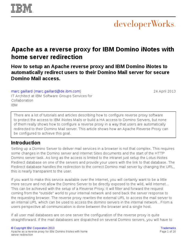 Apache Proxy Inotes | PDF | Ibm Notes | Proxy Server