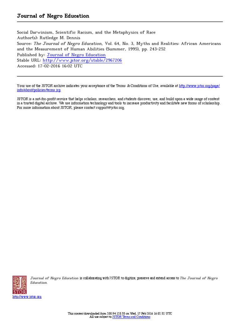 Social Darwinism Scientific Racism and The Metaphysics of Race | PDF ...