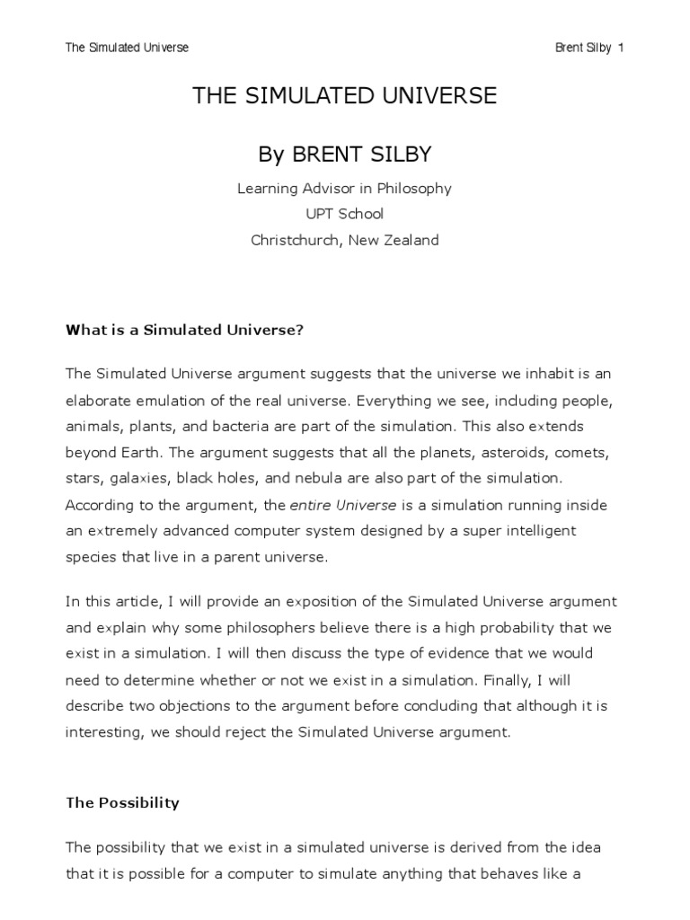Simulated Universe by Brent Silby | PDF | Universe | Physics