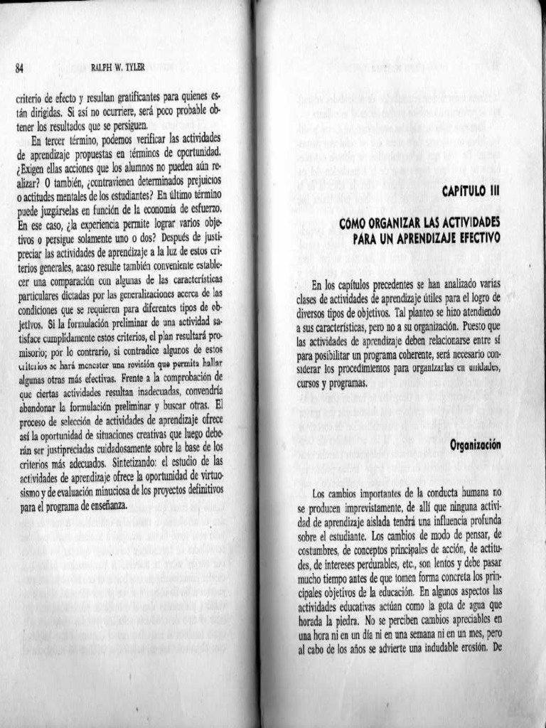 Cap 3 y 4 Principios Básicos Del Currículo. Ralph Tyler | PDF