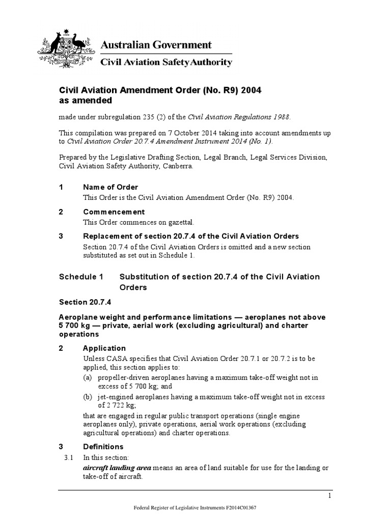 Regulations for Weight and Performance Limitations of Small Aircraft ...