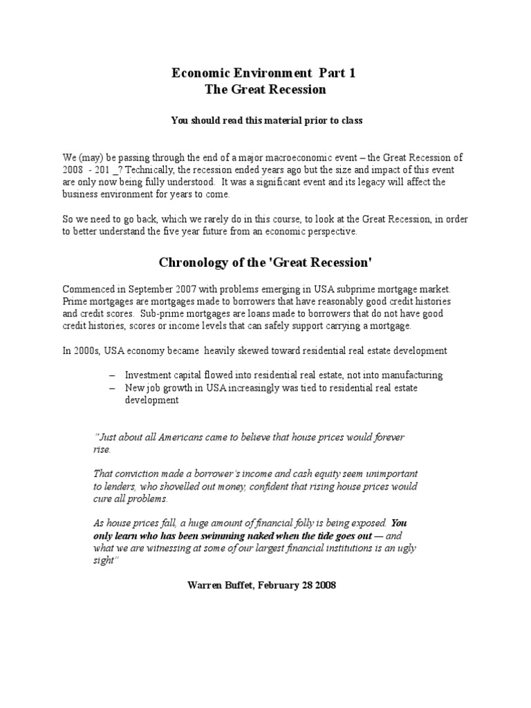 Great Recession's Global Impact | PDF | Mortgage Loan | Financial ...