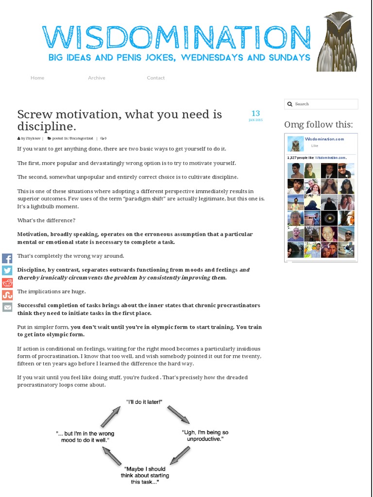 Screw Motivation, What You Need Is Discipline | PDF | Motivation ...