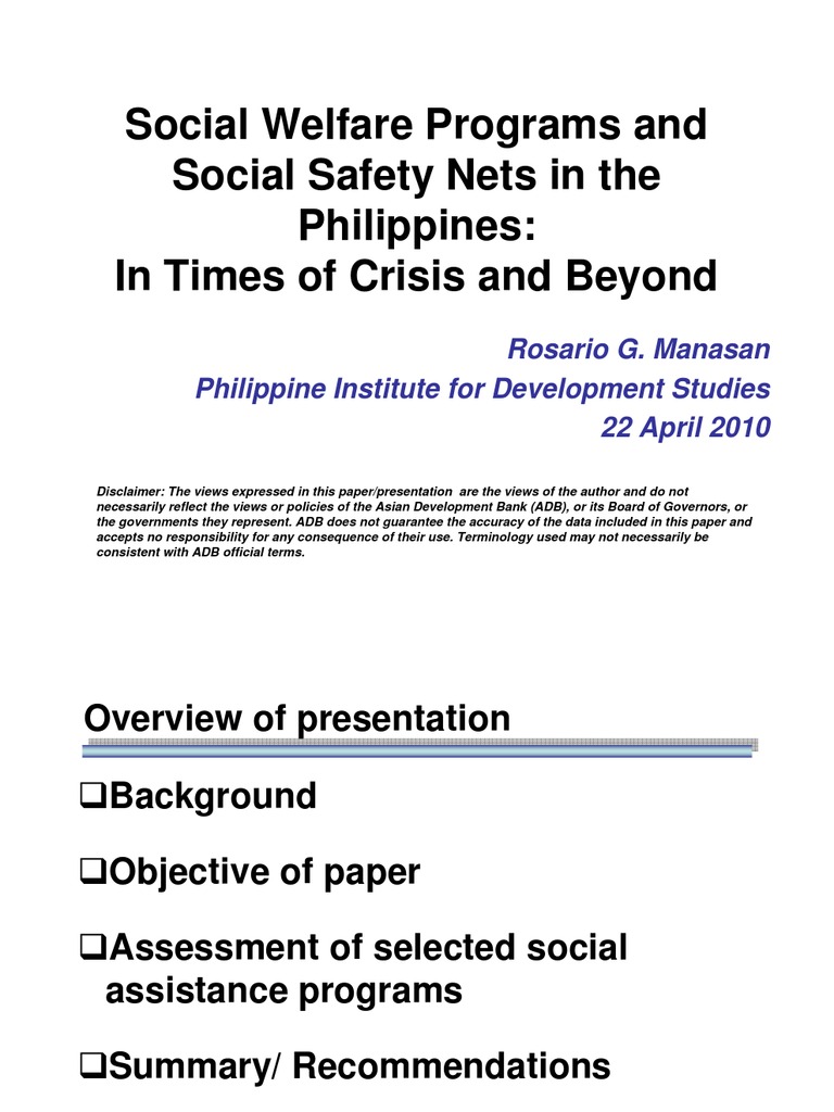 Social Welfare Programs in the Philippines | PDF | Subsidy | Household ...